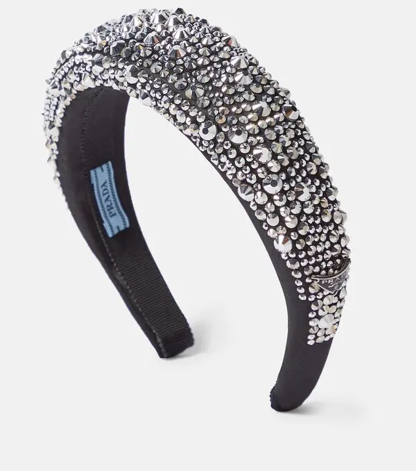 Prada Crystal-embellished Headband - Black