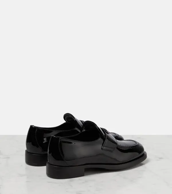 Prada Logo Patent Leather Loafers - Black