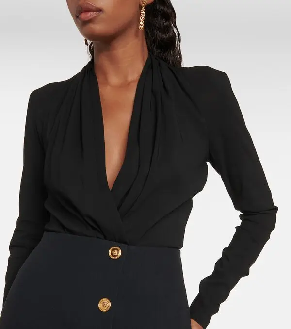Versace Draped Georgette Bodysuit