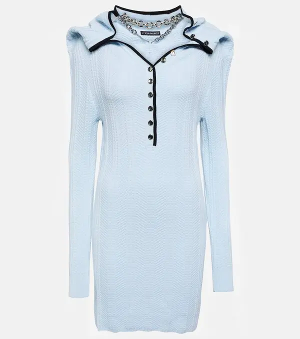Y/project Chain-embellished Wool Minidress - Blue