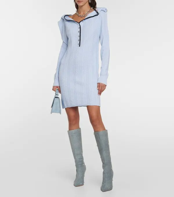 Y/project Chain-embellished Wool Minidress - Blue