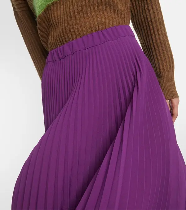 Plan C Pleated Jersey Midi Skirt