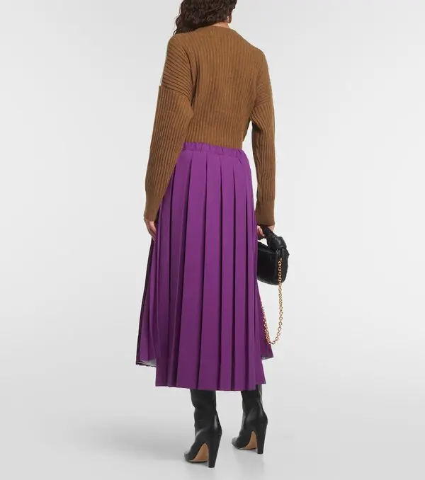 Plan C Pleated Jersey Midi Skirt