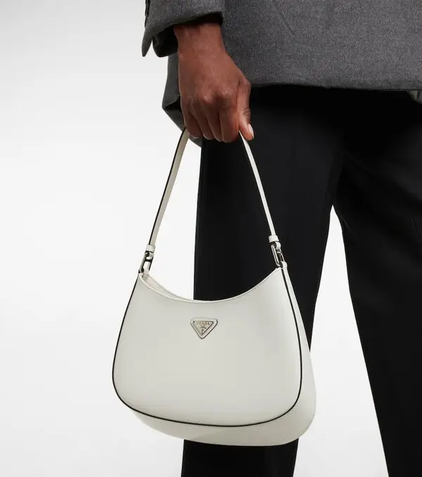 Prada Cleo Small Leather Shoulder Bag - White