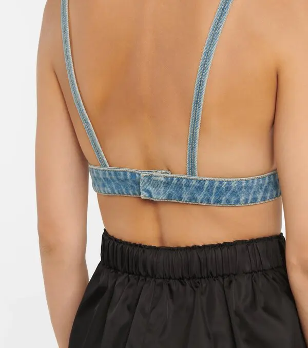 Prada Logo Denim Bralette