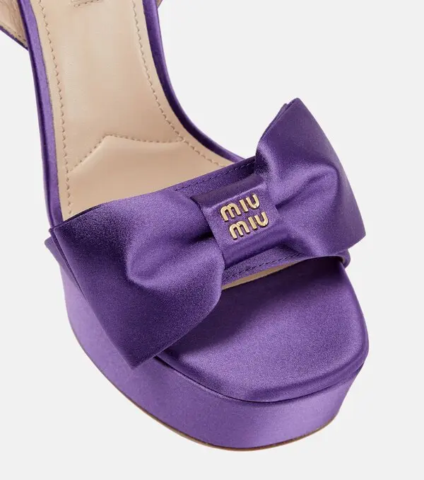 Miu Miu Satin Platform Sandals Purple Editorialist