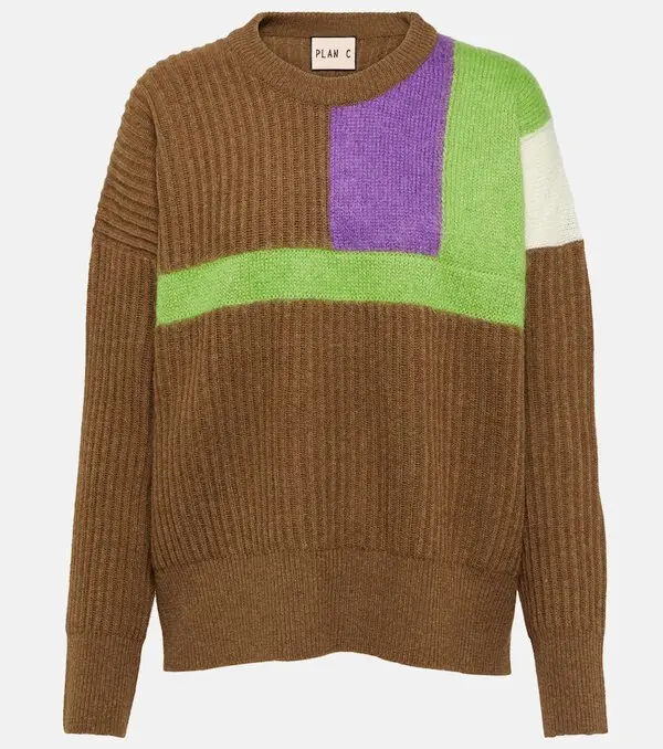 Plan C V-neck Wool And Cashmere Sweater - Brown