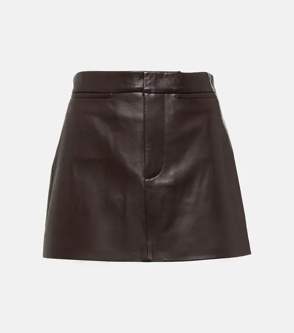 FRAME Leather Miniskirt - Brown