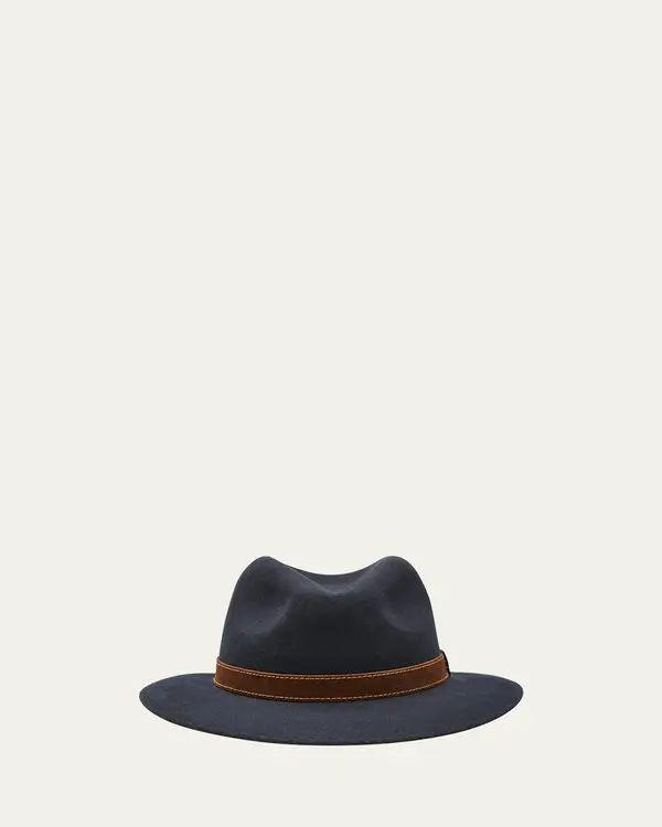 Borsalino Alessandria Wool Fedora Hat - Navy