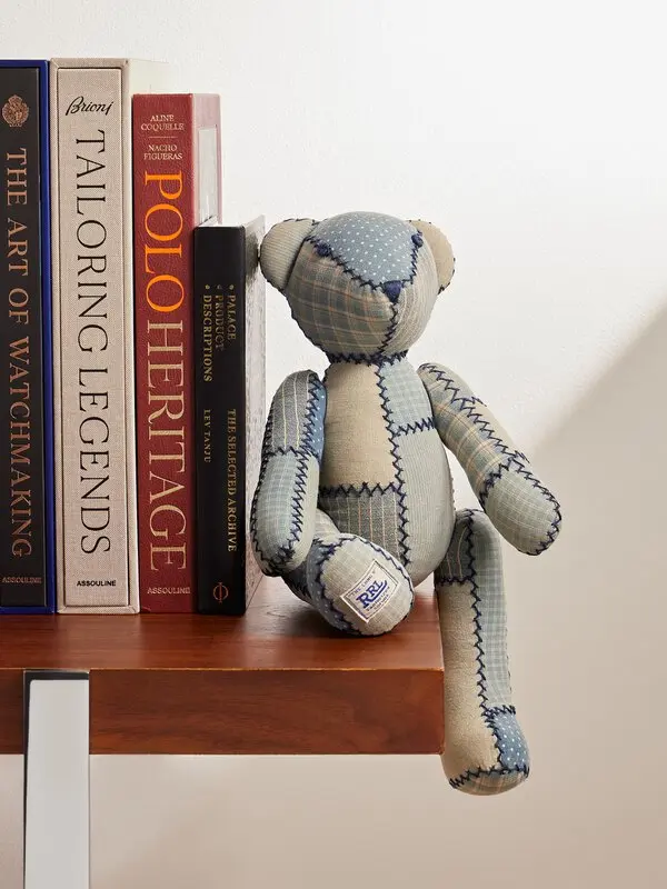 ク*コ様 箱付 RRL LIMITED EDITION フロッキープリント刺繍ジ Ralph Lauren Patchwork Cotton Teddy Bear In Blue - 40% Off