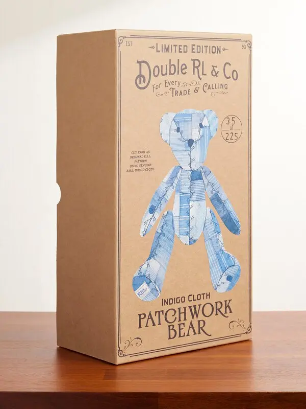 Ralph Lauren Patchwork Cotton Teddy Bear In Blue - 40% Off