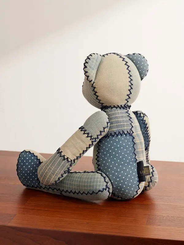 Ralph Lauren Patchwork Cotton Teddy Bear In Blue - 40% Off