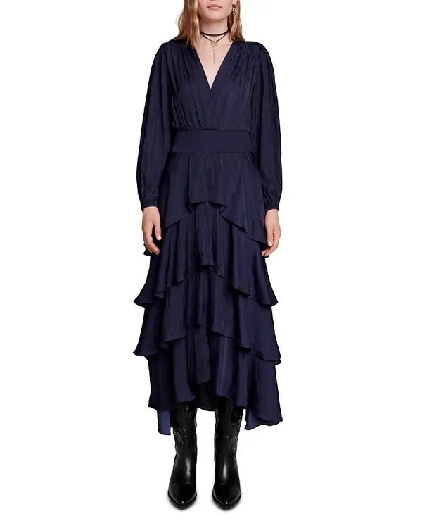 Maje Ruffinella Dress - Navy