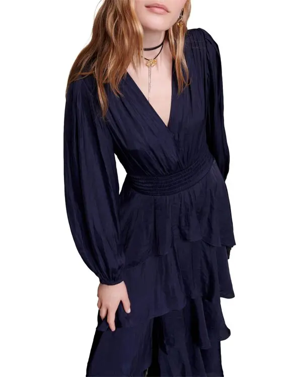 Maje Ruffinella Dress - Navy