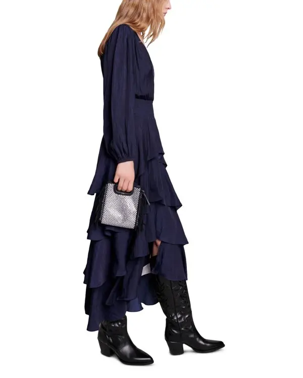 Maje Ruffinella Dress - Navy
