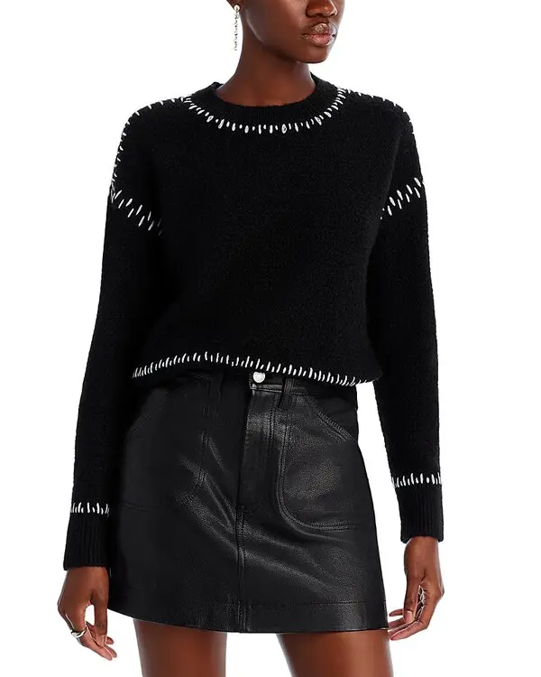 Aqua Contrast Stitch Sweater - Black