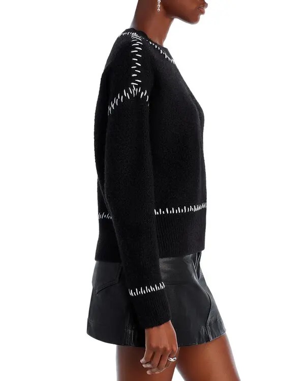 Aqua Contrast Stitch Sweater - Black