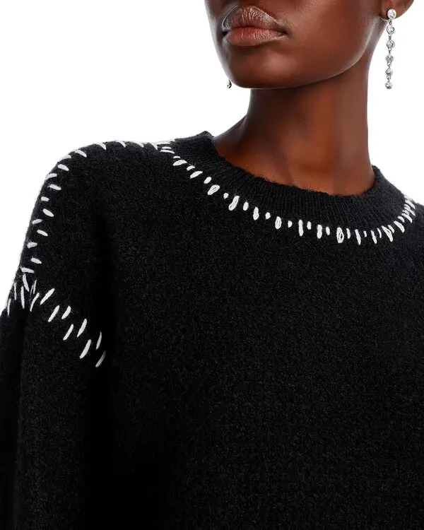 Aqua Contrast Stitch Sweater - Black