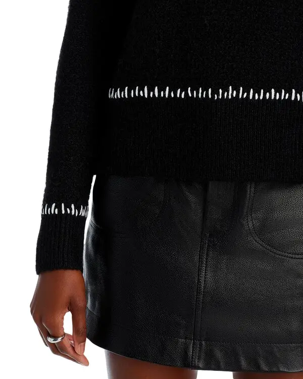 Aqua Contrast Stitch Sweater - Black