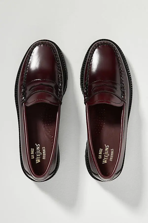 G.H.BASS Weejuns Whitney Super Lug Loafers - Wine