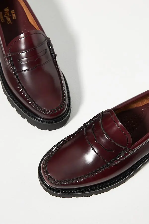G.H.Bass Weejuns Whitney Super Lug Loafers - Wine | Editorialist display picture 3