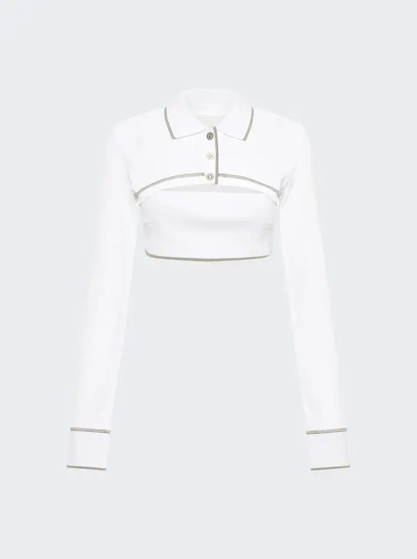 DION LEE Shrunken Snap Polo Top - Ivory
