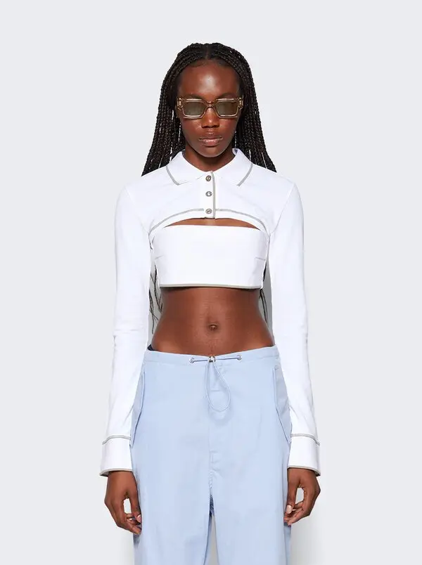 DION LEE Shrunken Snap Polo Top - Ivory