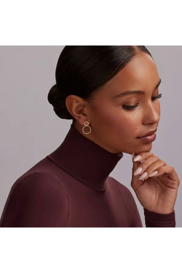 Lagos Signature Caviar Two-tone Circle Drop Earrings