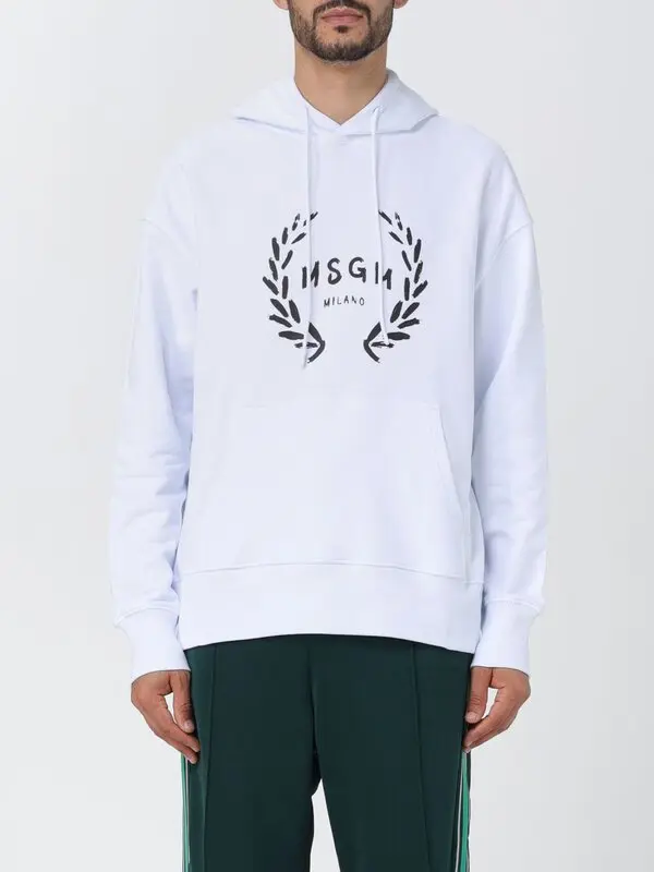 MSGM Cotton Sweatshirt With Logo Print - White