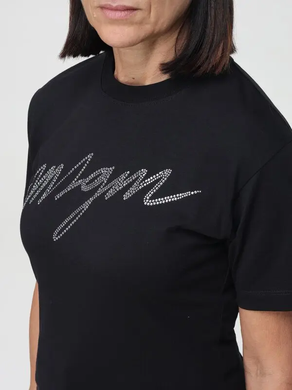 MSGM Cotton T-shirt With Embellished Logo