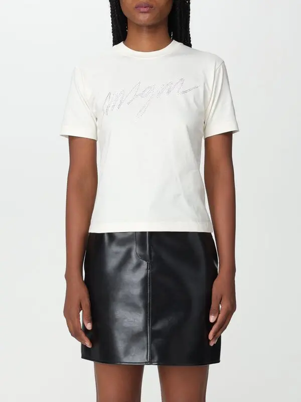 MSGM Cotton T-shirt With Embellished Logo