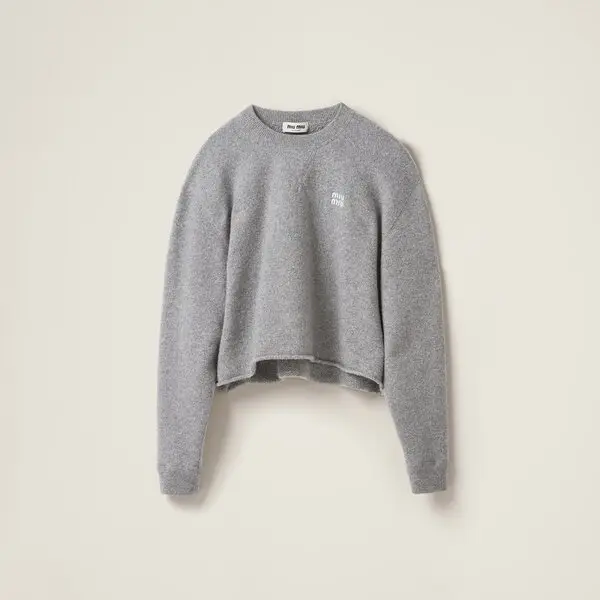 Miu Miu Wool And Cashmere Sweater - Grey | Editorialist