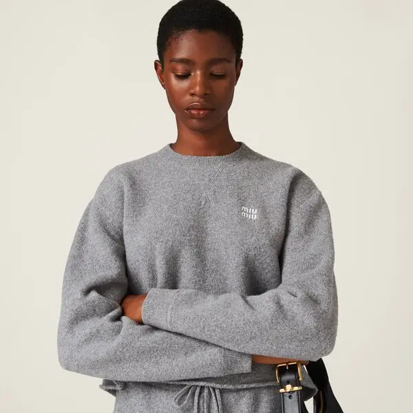 Miu Miu Wool And Cashmere Sweater - Grey | Editorialist