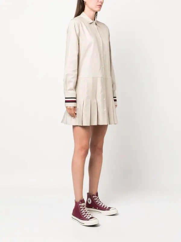 Tommy Hilfiger Logo-plaque Pleated Shirt Dress