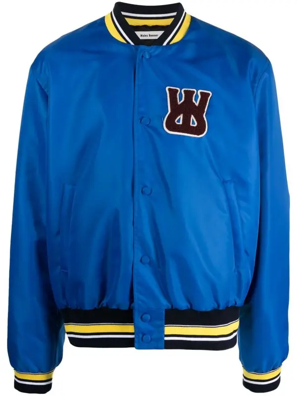 WALES BONNER Logo-patch Bomber Jacket - Blue