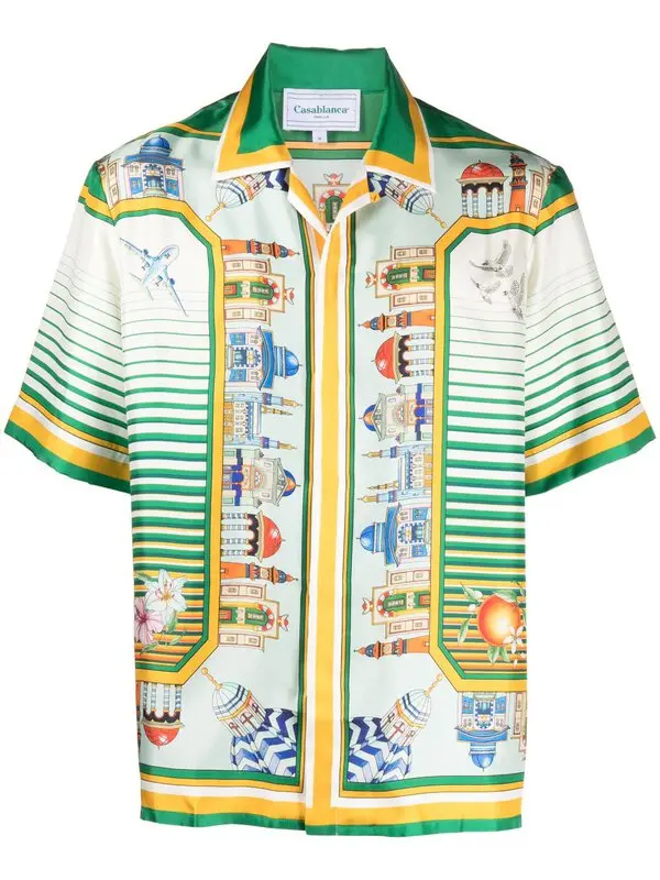 Casablanca Graphic-print Silk Shirt - White