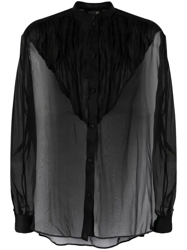 DEL CORE Silk-organza Band-collar Blouse