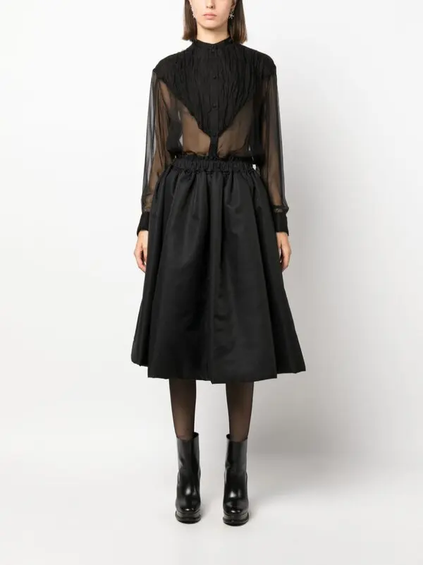 DEL CORE Silk-organza Band-collar Blouse