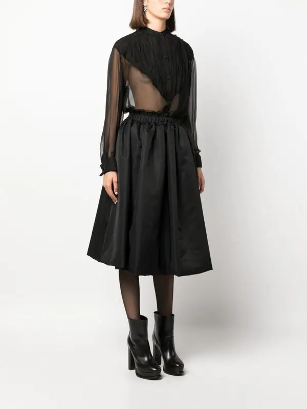 DEL CORE Silk-organza Band-collar Blouse