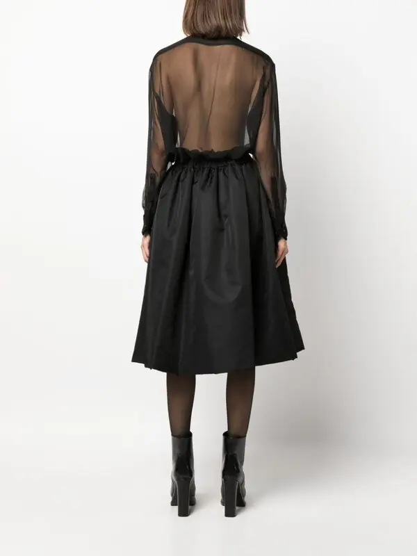 DEL CORE Silk-organza Band-collar Blouse