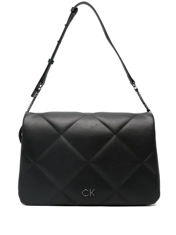 Calvin Klein Logo-plaque Quilted Shoulder Bag - Black