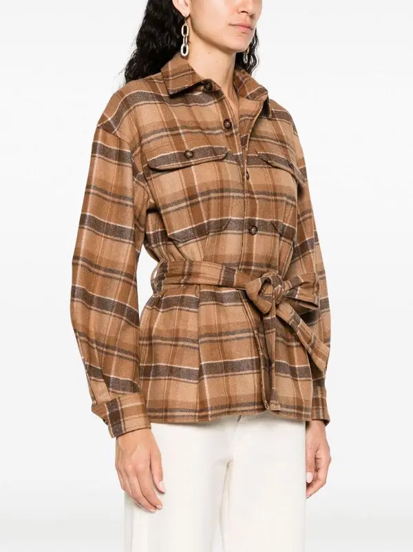 Polo Ralph Lauren Plaid Check Wool Blend Belted Shirt