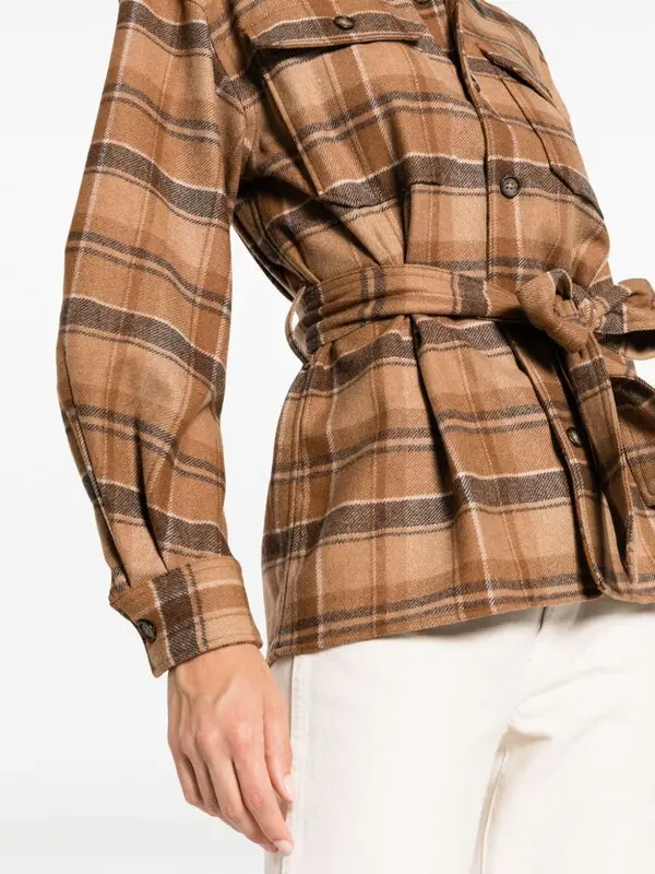 Polo Ralph Lauren Plaid Check Wool Blend Belted Shirt