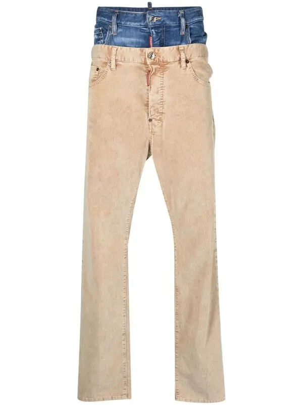 Dsquared2 Double-waistband Corduroy Trousers - Neutrals