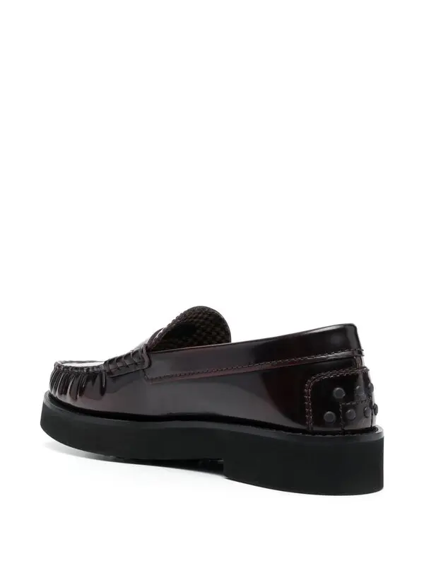 TOD'S Penny-slot Leather Loafers - Red