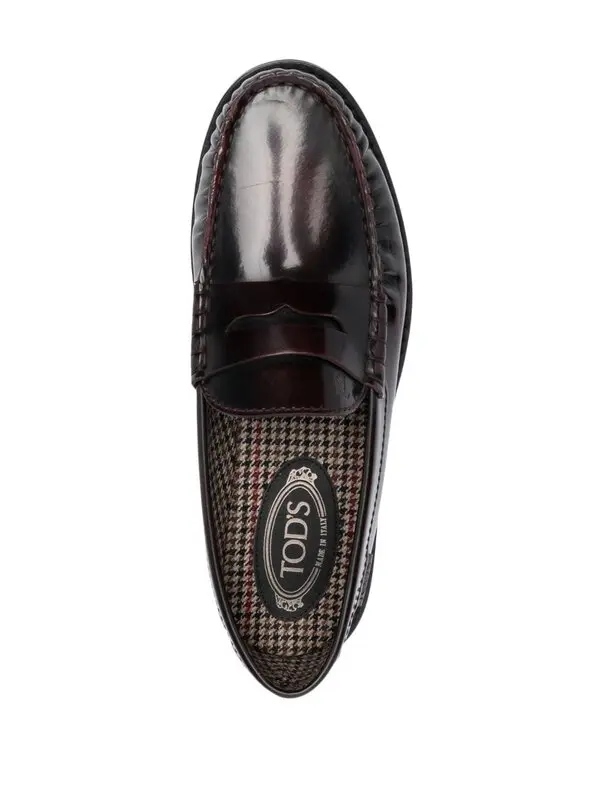 TOD'S Penny-slot Leather Loafers - Red