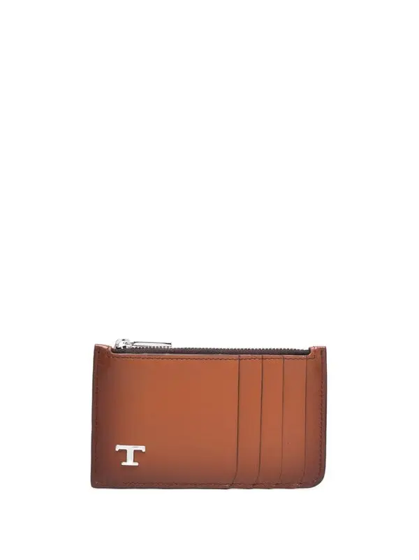 TOD'S Logo-plaque Leather Card Holder - Brown