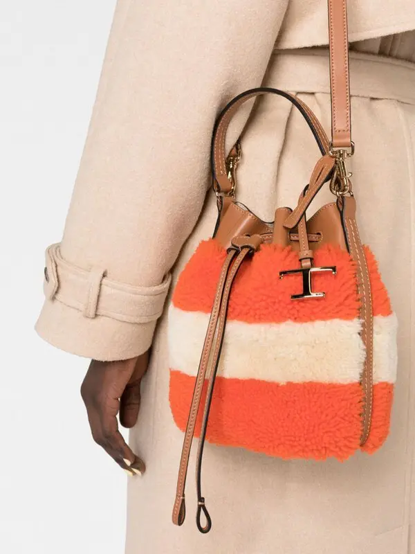 TOD'S Colour-block Fleece Bucket Bag