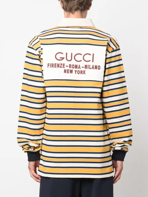Gucci Logo-print Striped Polo Shirt