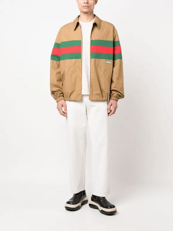 Gucci Web-stripe Zip-up Shirt Jacket